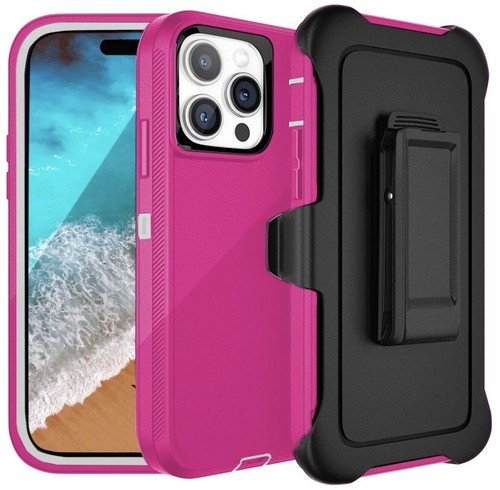 Pink Defender Case For iPhone 16/15/14/13/12/ With Belt Clip Fits ...