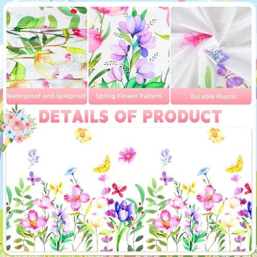3pcs Spring Tablecloth,Hello Spring Tulip Flower Table Cover for Spring ...