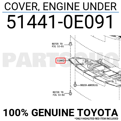 514410E091 Genuine Toyota COVER, ENGINE UNDER 51441-0E091 | eBay