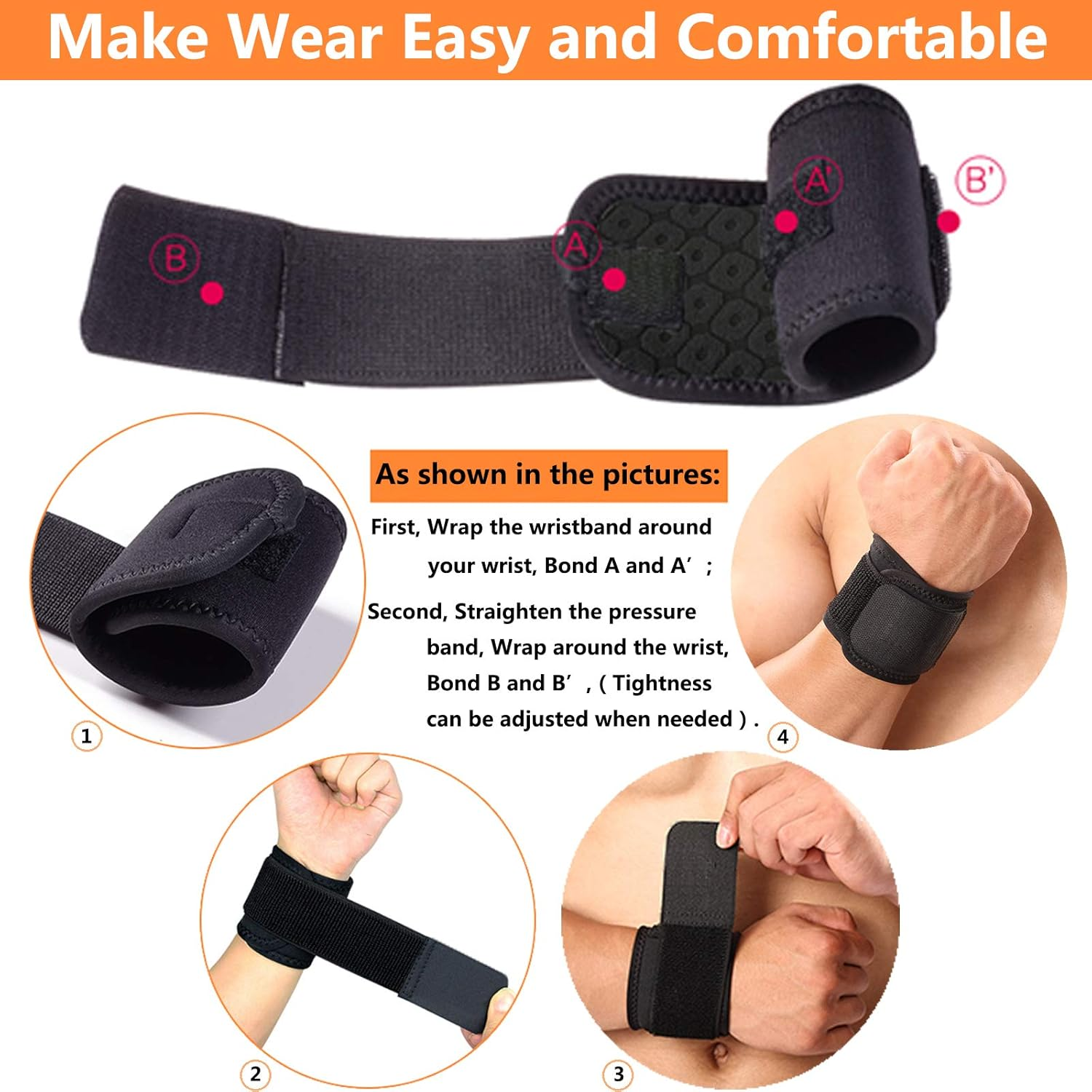 Wrist Brace, 2 PACK Wrist Wraps for Carpal Tunnel for Women and Men ...