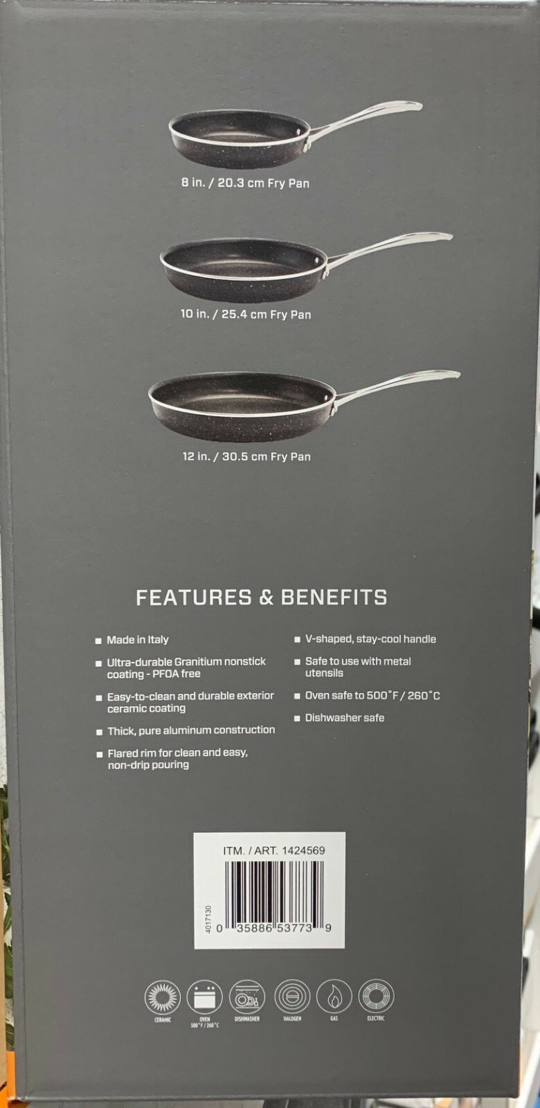 Henckels Capri Notte Granitium 3-Piece Fry Pan Ultra Durable Nonstick ...