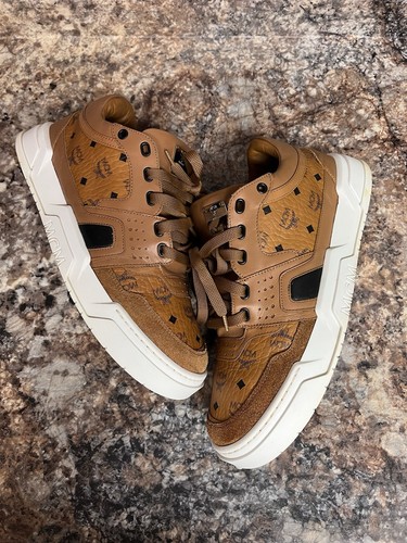 MCM Sneakers Brown Visetos Size 44 Or 11 Authentic Leather Shoes ...