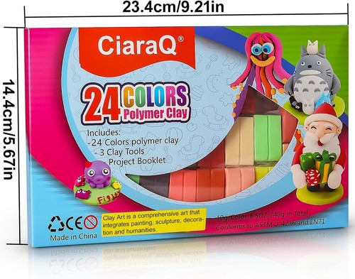 CiaraQ 24 Colors Small Block Polymer Clay Starter kit, Oven Bake 24 ...