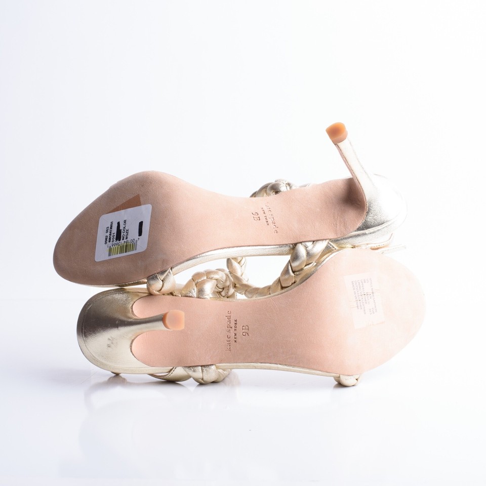 Kate Spade Womens Gold Saffron Braided Leather Slingbacks Heels Sandals ...