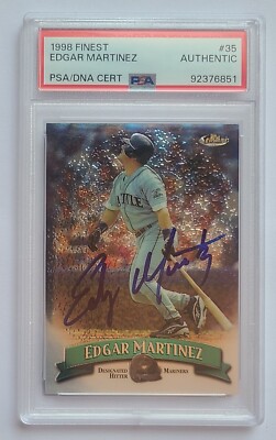 HOF Edgar Martinez Signed Auto 1998 Topps Finest #35 Seattle Mariners ...