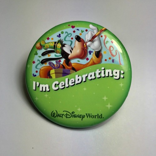 Walt Disney World I’m Celebrating Button Pinback Goofy Exclusive Theme ...
