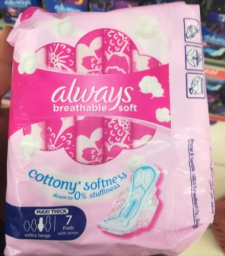 3x Always breathable soft cotton maxi thick extra large 7 pads women ...