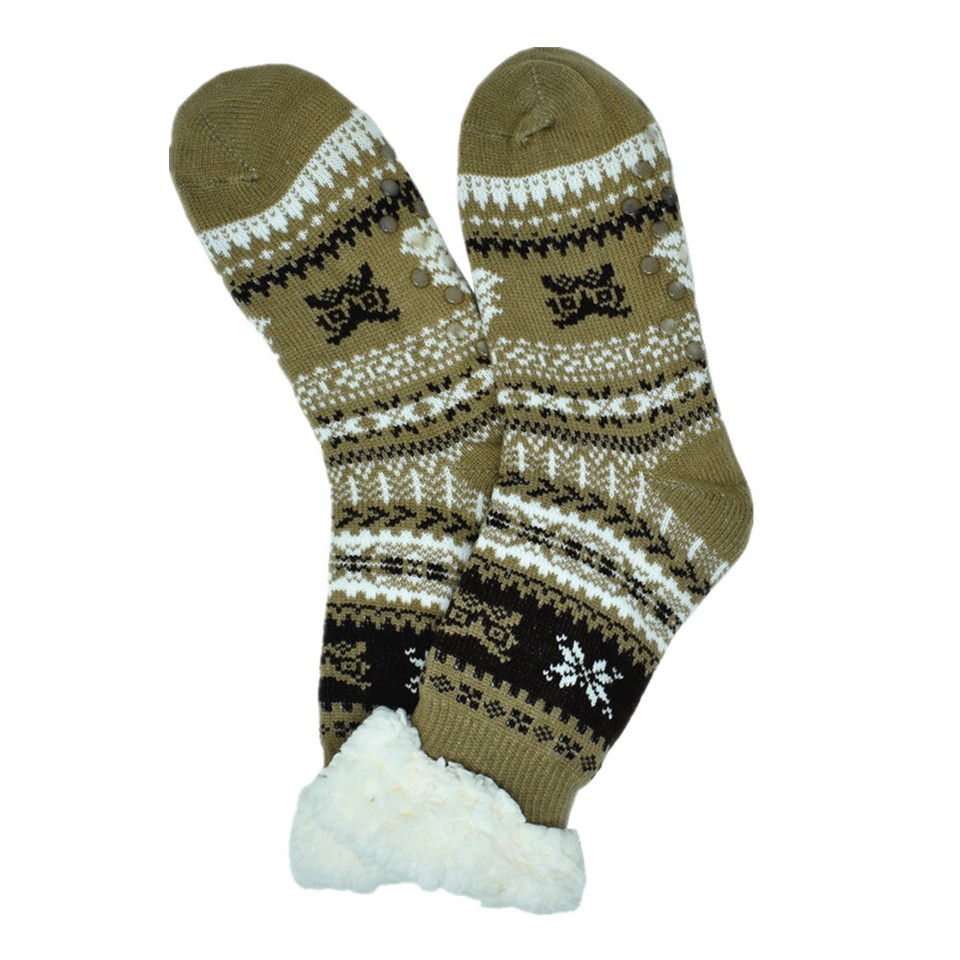 Mens Winter Sherpa Fleece Lined Cozy Fuzzy Warm Thermal Non-Skid ...