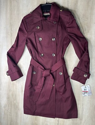 NWT London Fog Collection Womens Coat Burgundy XS Double breasted | eBay