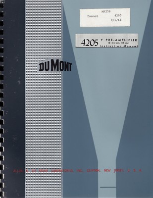 Original Dumont 4205Y Pre-Amplifier Instruction Manual 6703 8605 1960 ...