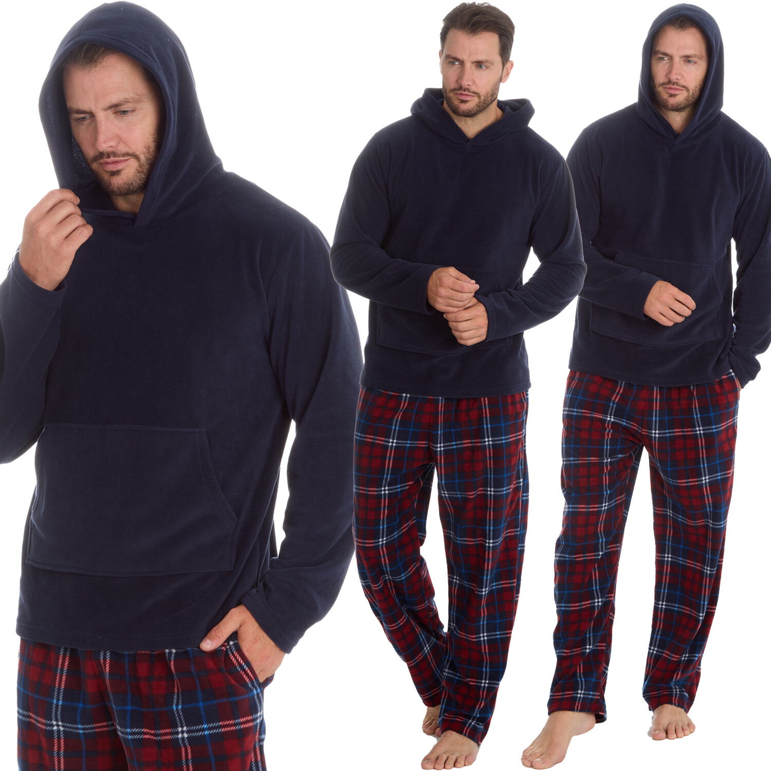 Mens soft fleece loungewear Pyjamas with hood warm pyjama set | eBay