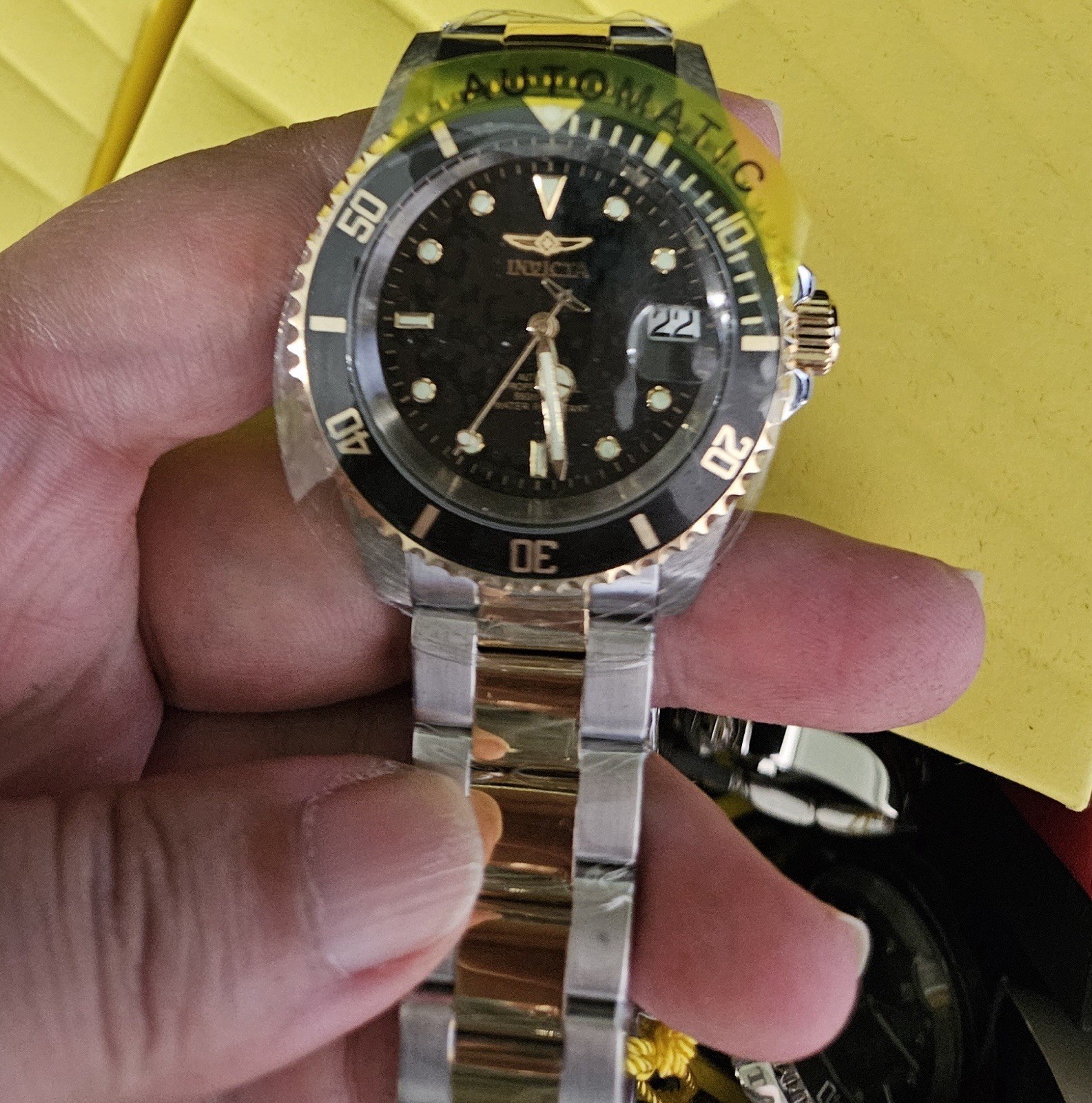 Invicta Pro Diver 8927OB Two Tone Gold Steel Black Dial Automatic Men's ...