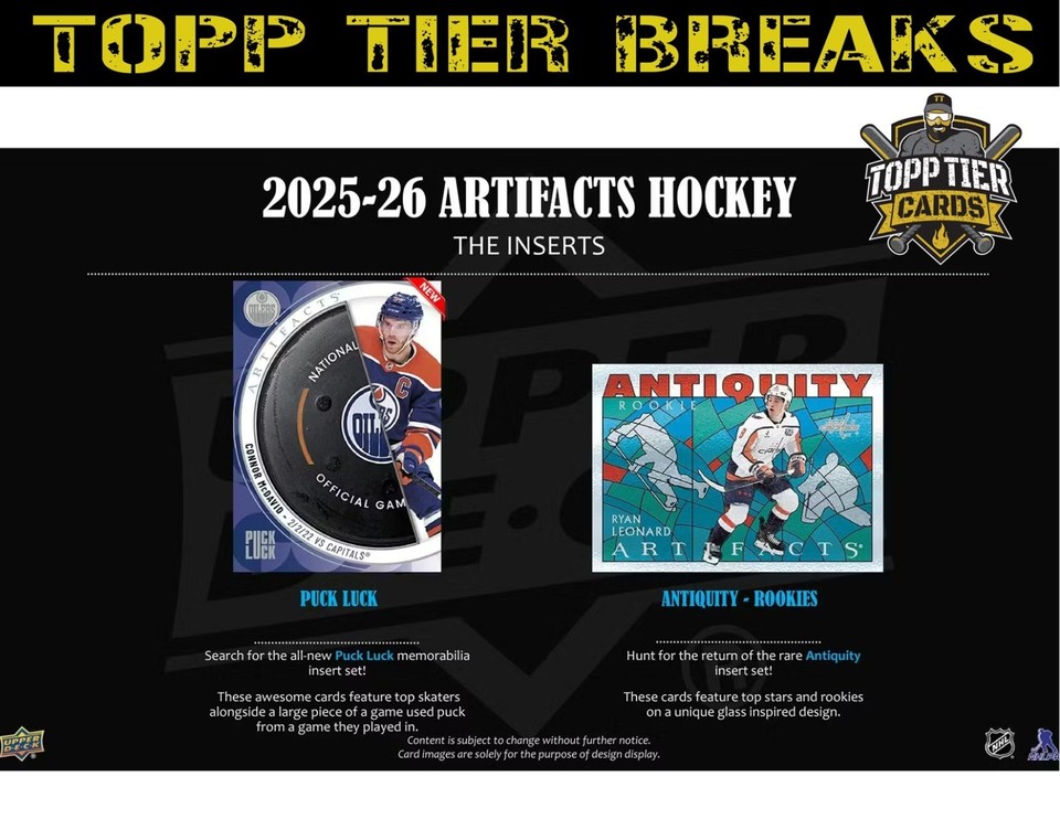 BUFFALO SABRES 2025-26 UPPER DECK ARTFACTS 5 BOX 1/2 INNER CASE BREAK ...