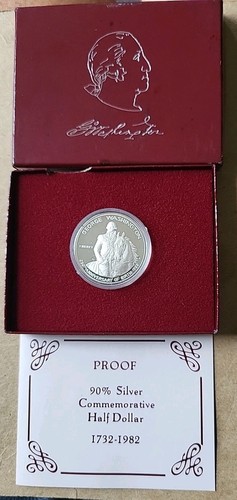 1982 S George Washington Commemorative 90% Silver Half Dollar OGP Box ...