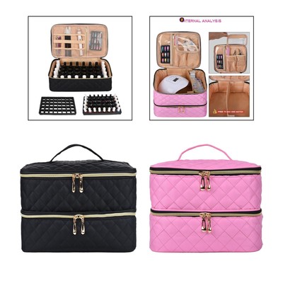 Nail Polish Case Double Layer Nail Polish Organizer Case Waterproof ...