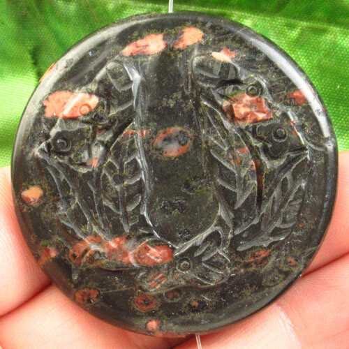 50x8mm Carved Plum Jasper Flower Round Pendant Bead H28784 | eBay