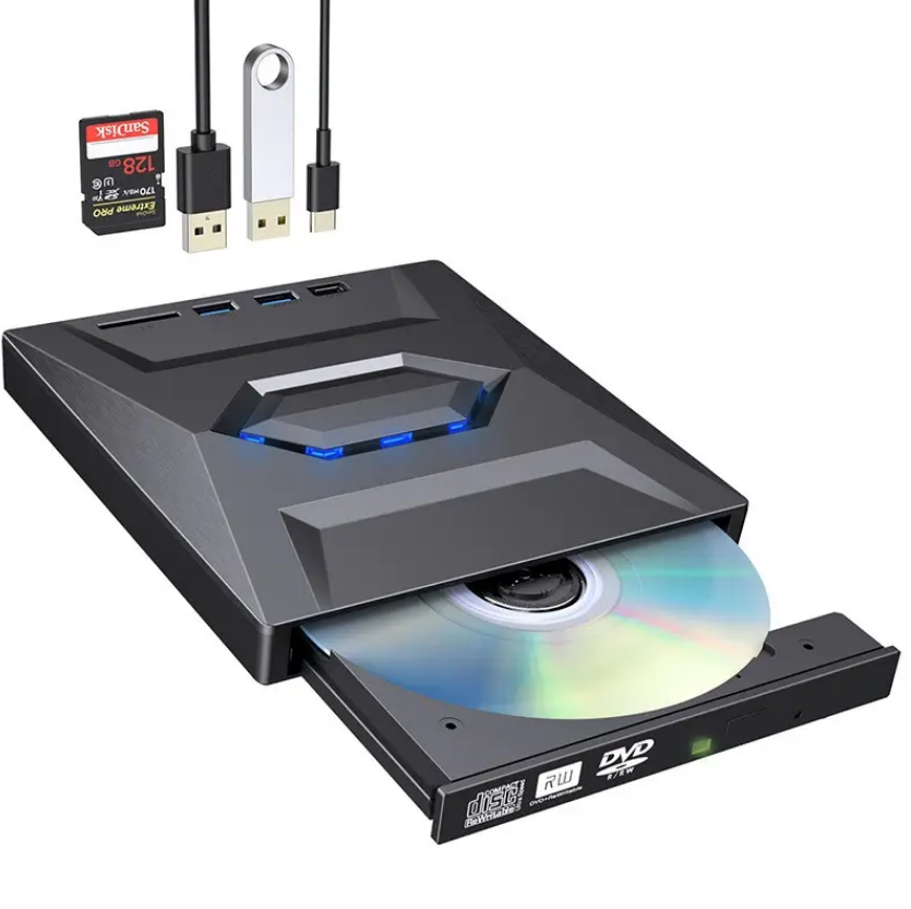 External CD DVD-RW Drive Writer Burner USB SD USB-C Reader Hub PC ...