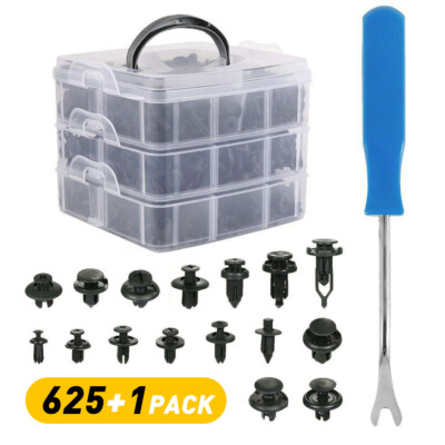 625+1PCS Plastic Rivets Clips Fastener Fender Bumper Push Pin Tool US ...