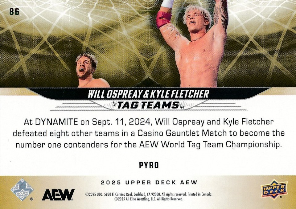 #86 WILL OSPREAY/KYLE FLETCHER 2025 Upper Deck AEW Wrestling PYRO | eBay