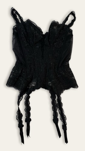 Vtg Victoria Secret Lingerie Corset 36 Garter Straps Black Lace Sheer ...