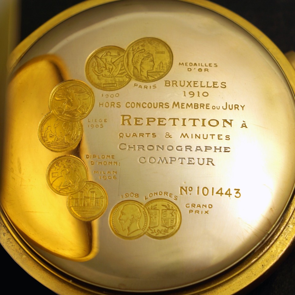 Amazing 1910 Solid 18K Gold Minute Repeater Chronograph Pocket ...