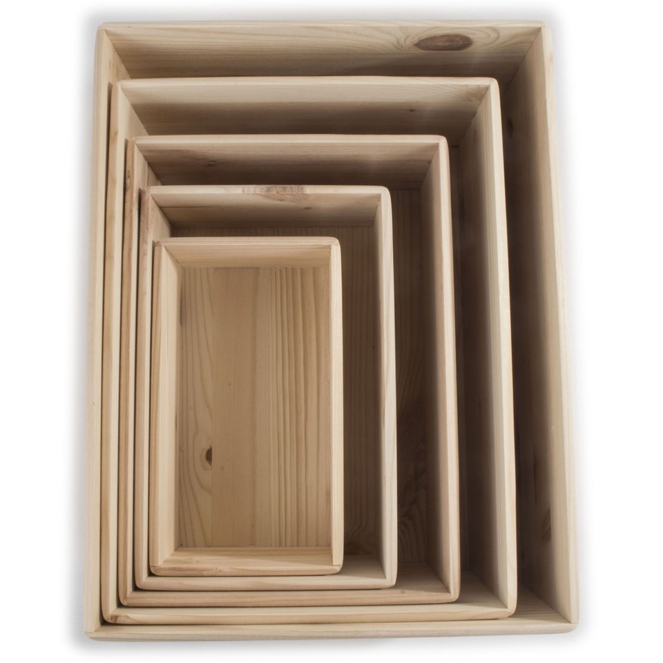 Wooden Open Decorative Storage Boxes / 5 Sizes / Small to Large ...