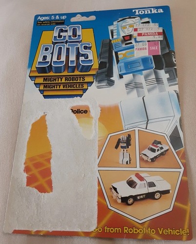 Gobot Hans-Cuff Police Car Robot 1983 Tonka White Black File Card ...