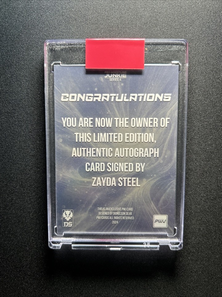2024 Pro Wrestling Junkie Zayda Steel Autograph W/Rare Inscription AEW ...