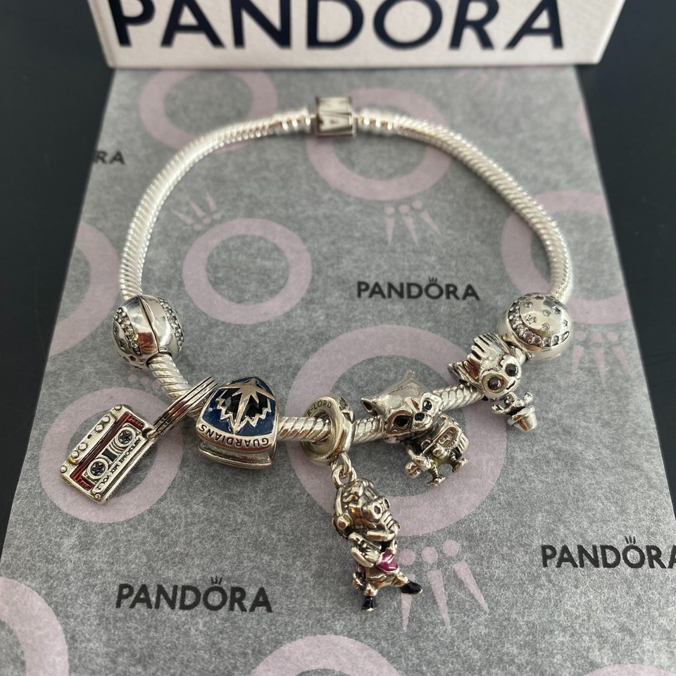 NEW Genuine Pandora Marvel Clasp Snake Chain Bracelet + 7 Charms S925 ...