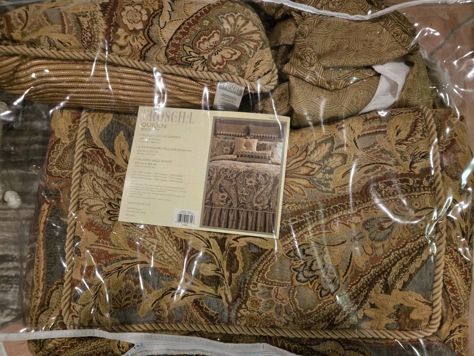 Croscill Ashton Queen Comforter Set Extra Pillow Multicolor Gold Red | eBay