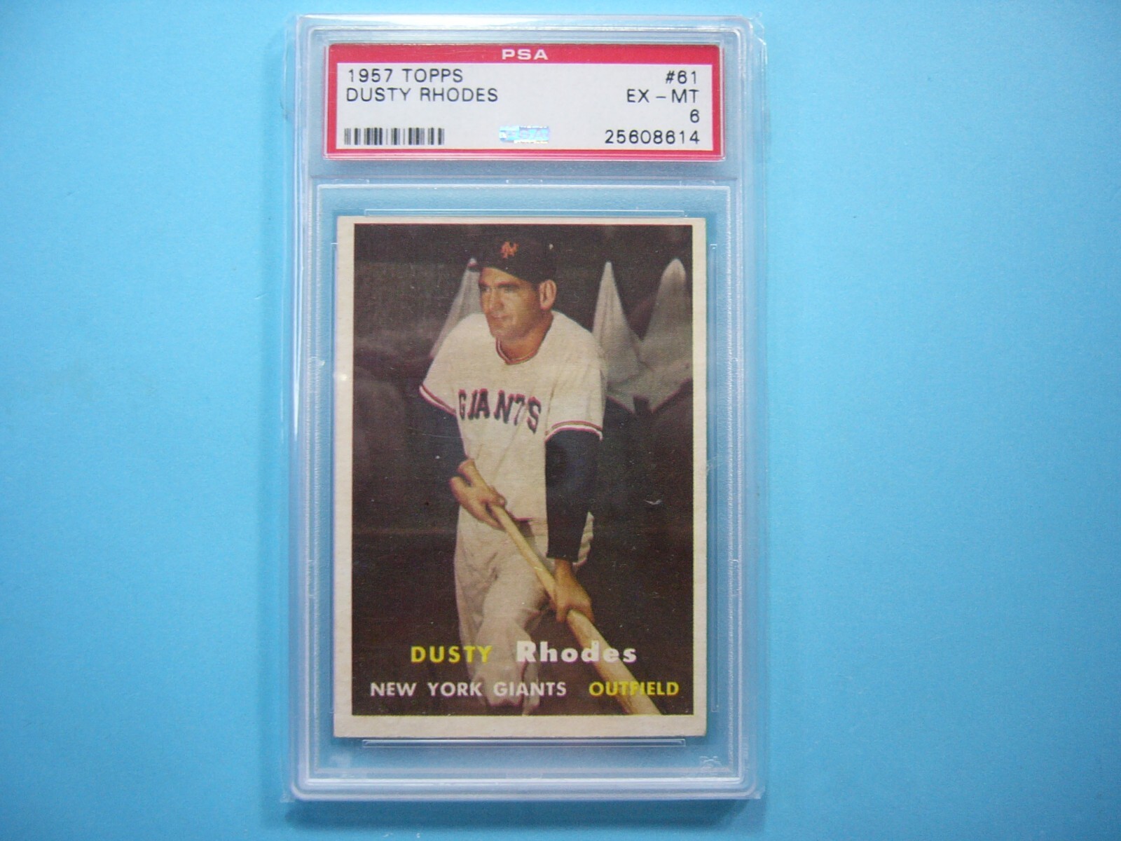 1957 TOPPS MLB BASEBALL CARD #61 DUSTY RHODES PSA 6 EX/MINT SHARP!! '57 ...