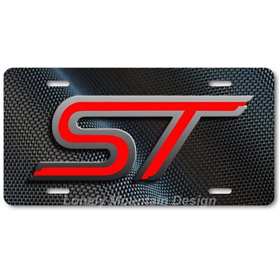 Ford ST Inspired Art on Carbon FLAT Aluminum Novelty Auto Car License ...