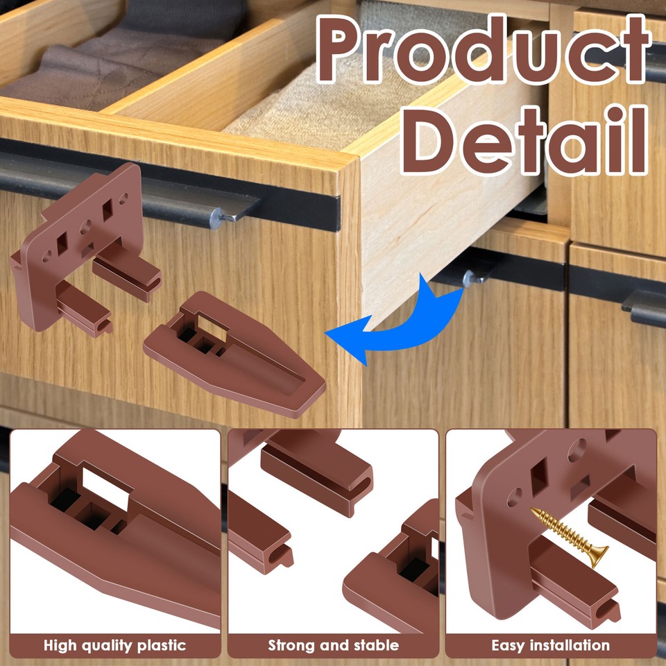 10Pcs Drawer Slides Guides Set Plastic Dresser Drawer Guide Track Glide ...