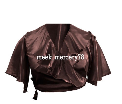 Femme Tribal Danse Satin Marron Fab-Alley Haut Volant Complet Évasé à ...