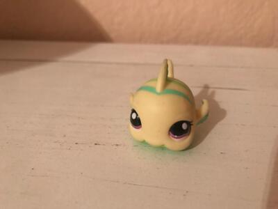 Littlest Pet Shop LPS #519 Clownfish Yellow Green Stripe FISH Purple ...