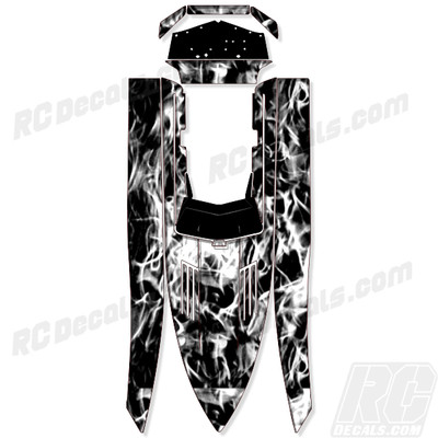 PRO BOAT SHOCKWAVE 36 "Grey Flames" GRAPHICS FITS OEM HULL PARTS DECAL ...