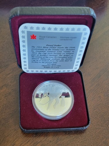 1993 CANADIAN $1 STANLEY CUP® 100TH ANNIVERSARY PROOF SILVER DOLLAR ...