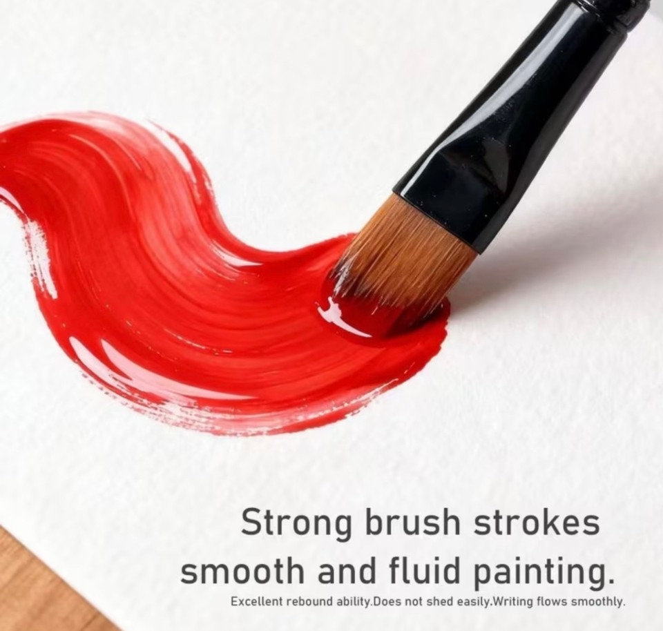6 pcs Flat Artist Brushes Watercolour Oil Acrylic Craft | eBay UK