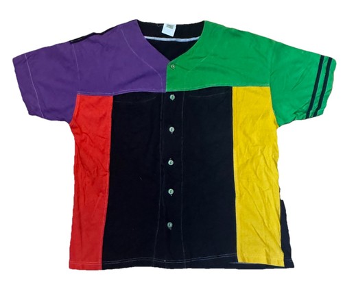 Vintage 90s Hip Hop Color Block Button Up Shirt Cotton Knit 90s TLC ...