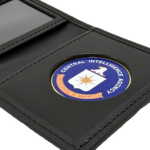 CIA Central Intelligence Agency Mens Black Leather Bi Fold Medallion ...