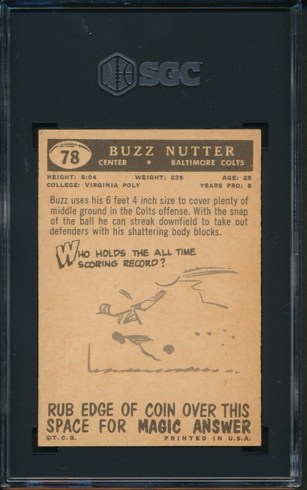 1959 Topps #78: BUZZ NUTTER Baltimore Colts ~ SGC 6 | eBay