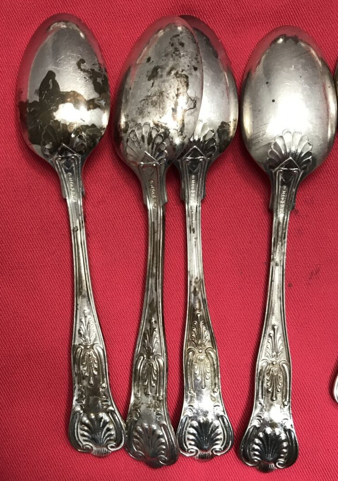 18 Pc KINGS Pattern Silverplated FLATWARE MIX + SERVING PCS Mixed ...