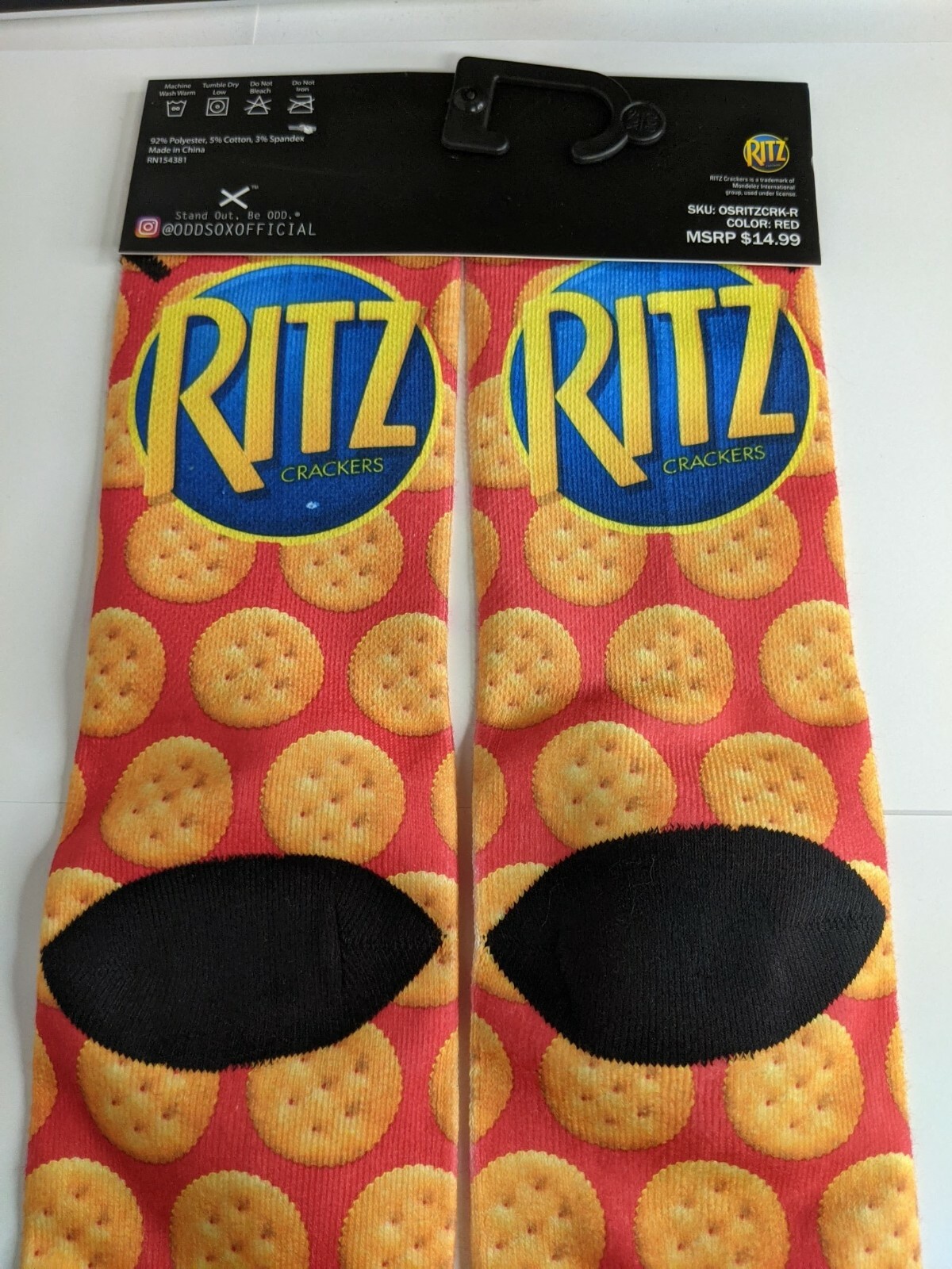 Odd Sox Ritz Crackers Socks Crew Fits sizes 6-13 unique fun colorful ...