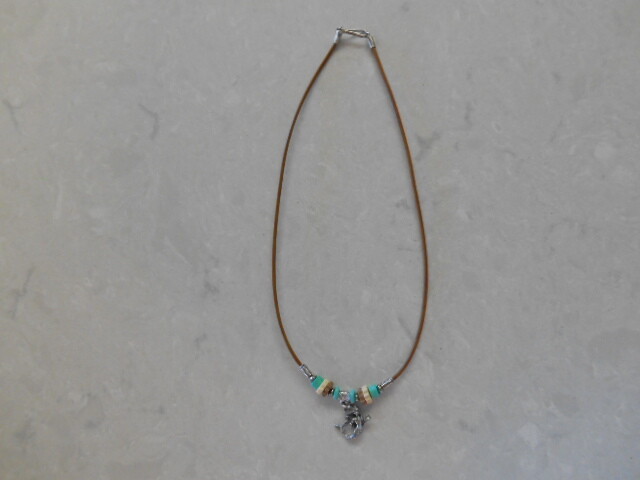 18" Necklace Mermaid Charm Holding Starfish Brown Leather Cord Hard ...