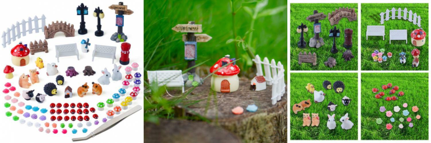 Zealor 100 Pieces Miniature Ornaments Kit for DIY Fairy Garden Size 2 ...