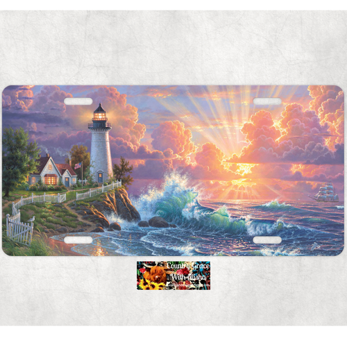 Lighthouse Ocean Car Tag Handmade Vehicle Auto License Plate Metal ...