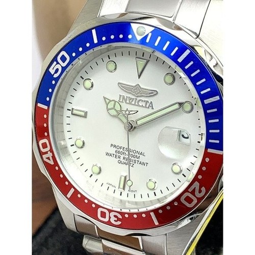 Invicta Men's Watch 8933 Pro Diver Quartz 37.5mm White Dial Pepsi Bezel ...