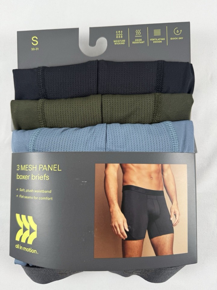 NWT All In Motion Mesh Panel Boxer Briefs 3 Pack Colors Shown Size ...