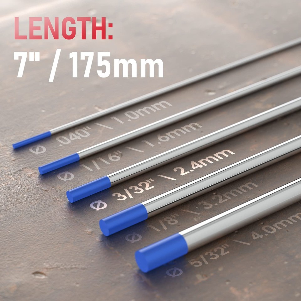 YESWELDER TIG 3/32" x 7" 2% Lanthanated Tungsten Electrodes Blue 10 ...