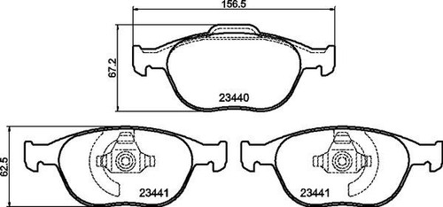 Don Car Brake Pad Set Front Dimensions 62.5mm-67.2mm x 156.5mm For Ford ...